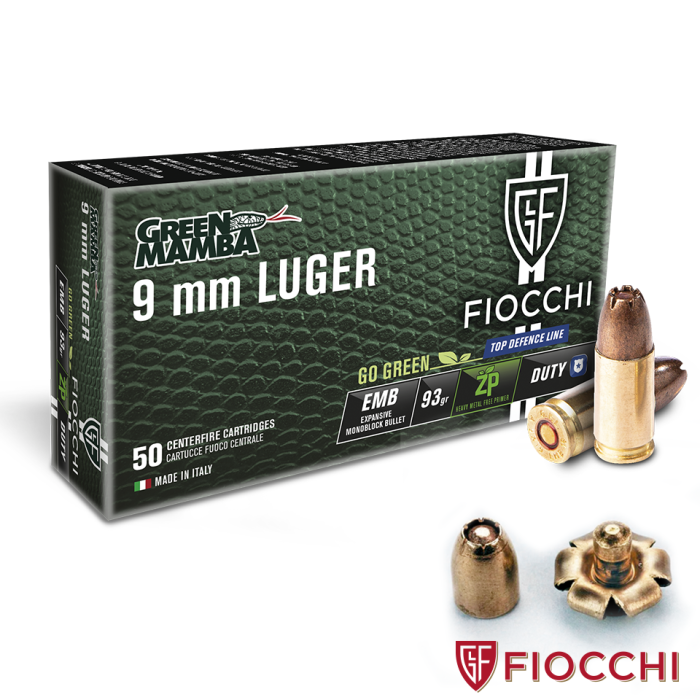 Stronghand | 9mm Luger Expanding Monoblock Green Mamba 93gr Fiocchi